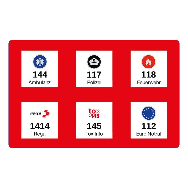 Notfallkarte Samariter, 1 x 50 Stk., deutsch